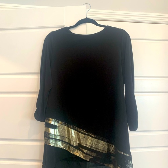 Tops | Stunning Black And Gold Tunic Top | Poshmark